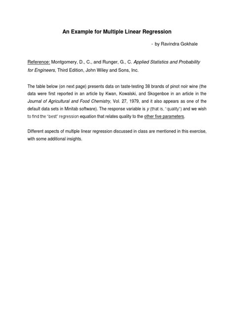 example for multiple linear regression pdf coefficient of determination errors and residuals