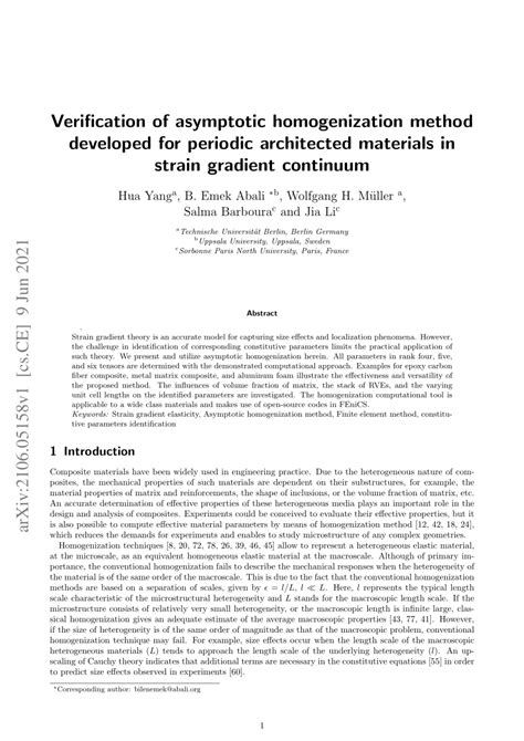 pdf verification of asymptotic homogenization method developed for periodic architected