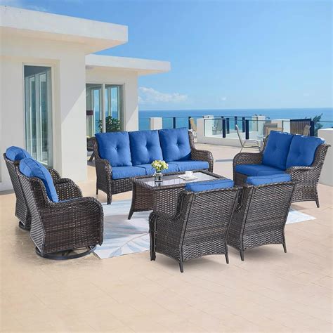 Amazon Belord Outdoor Furniture Wicker Conversation Sets Piece