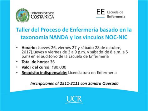 Calendario de Actividades UCR Proceso de Enfermería basado en la