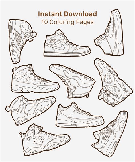 Air Jordan Colouring Pages Pages Etsy
