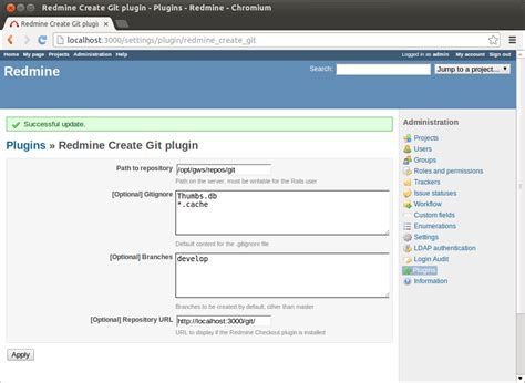 Git Repository Creator Plugins Redmine