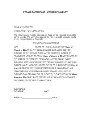 Fillable Online PARADE PARTICIPANT WAIVER Fax Email Print PdfFiller