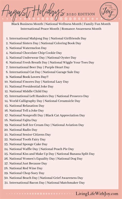 National Sisters Day National Girlfriend Day National Days August