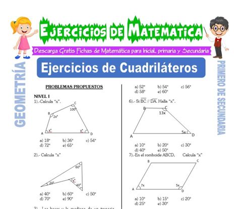 Ejercicios de Cuadriláteros para Primero de Secundaria Matemática