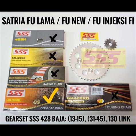 Promo Gearset Girset Gir Set Sss 428 Satria Fu New Fi Rantai 428 Gold