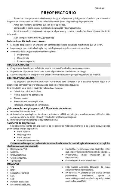 Cirugía Preoperatorio Nara Castell uDocz