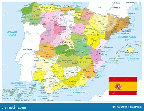 Administrative Political Map Of Spain Stock Vector Illustration Of