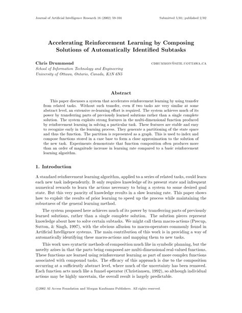 pdf accelerating reinforcement learning by composing solutions of automatically identified