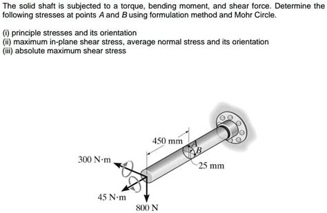 Solved The Solid Shaft Is Subjected To A Torque Bending Moment And