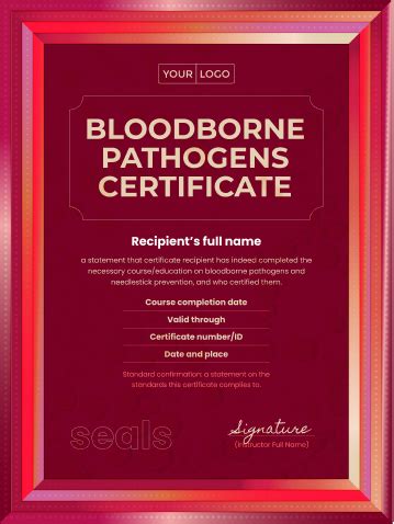 Bloodborne Pathogens Certificate Templates Free Designs Virtualbadge Io