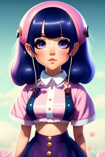 Premium AI Image A Girl With Blue Hair And Pink Top