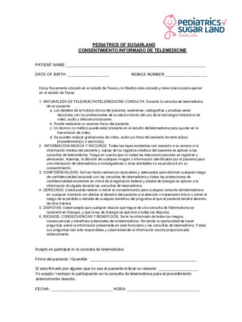 Fillable Online Spanish Telemedicine Patient Consent Form Docx Fax