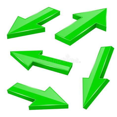 Flechas Verdes Iconos Brillantes Rectos 3d Ilustración del Vector