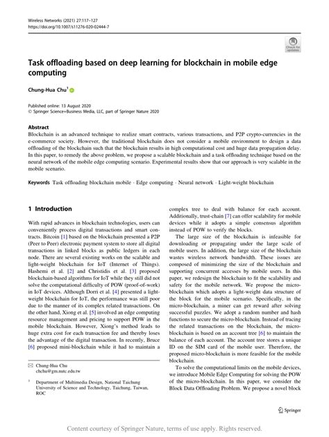 task offloading based on deep learning for blockchain in mobile edge computing