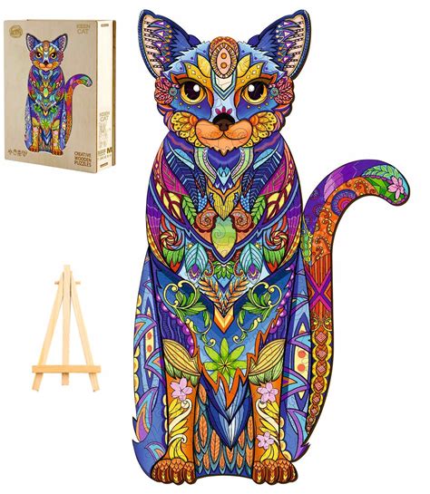 Puzzle Drewniane Dla Doros Ych Du E Element W Kot W Drewnianym
