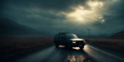 Lexica Spooky Dark Road One Car 4x4 Scary Realistic Surreal
