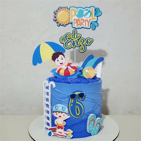 Bolo Pool Party infantil 27 inspirações criativas Bolo Guaraná