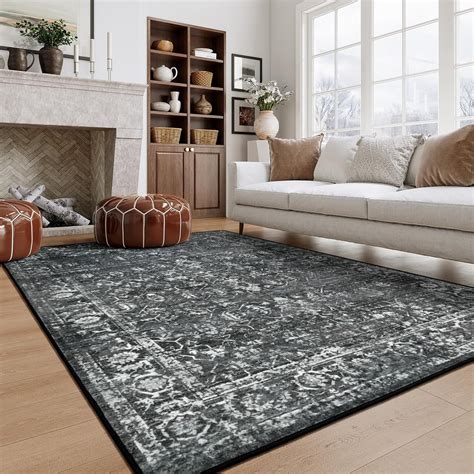 Amazon Lahome Black Rug For Living Room Washable Area Rugs For