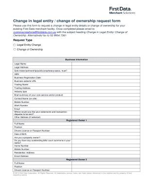 Fillable Online Change In Legal Entity Change Of Ownership Request