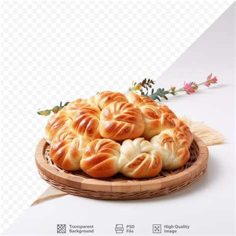 Una Cesta De Bagels Con La Imagen De Un Croissant Archivo PSD Premium