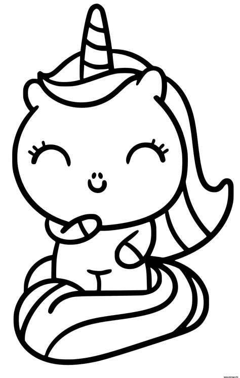 Coloriage Adorable Licorne Kawaii Un Peu Timide Dessin Licorne Kawaii à