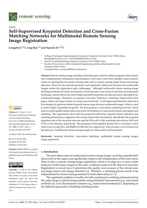 pdf self supervised keypoint detection and cross fusion matching networks for multimodal