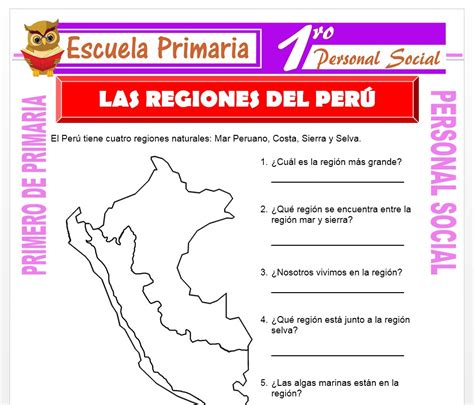 Las Regiones Del Per Para Primero De Primaria Escuela Primaria