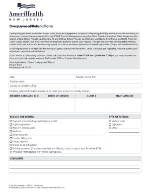 Fillable Online Overpayment Refund FormOverpayment Refund Form Fax