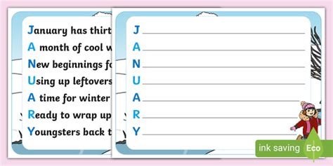 January Acrostic Poem Example Teacher Made Twinkl