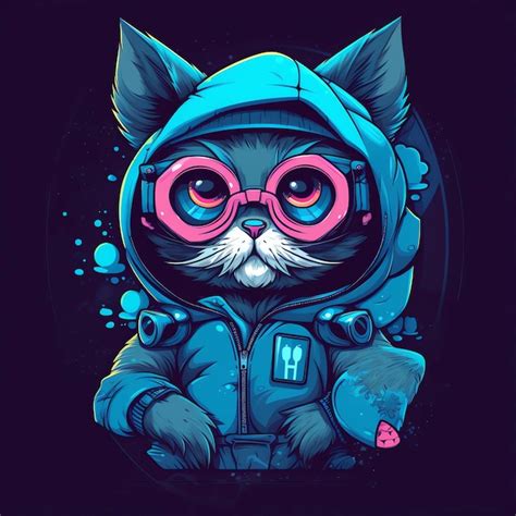 Un Gato De Dibujos Animados Con Una Sudadera Con Capucha Rosa Y Gafas