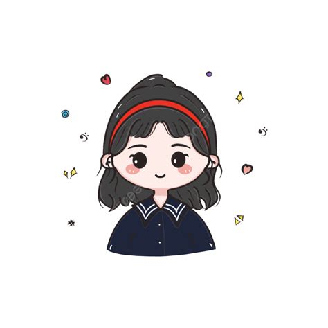 손 으로 그린 만화 소녀 일러스트 귀여운 손으로 그린 장식 패턴 만화 PNG 일러스트 및 PSD 이미지 무료 다운로드