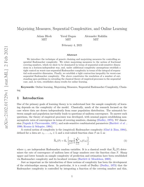 pdf majorizing measures sequential complexities and online learning