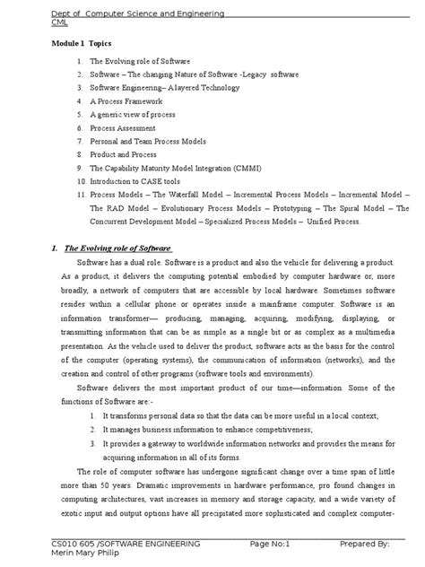 module 1 topics 1 the evolving role of software pdf component based software engineering