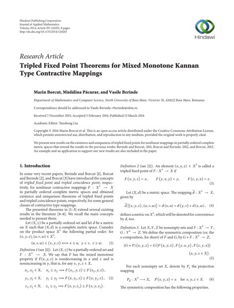 pdf tripled fixed point theorems for mixed monotone kannan type contractive mappings
