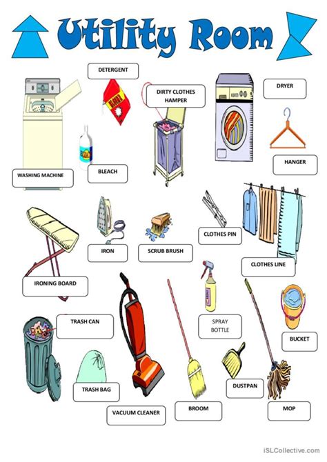 THE UTILITY ROOM pictionary picture Français FLE fiches pedagogiques