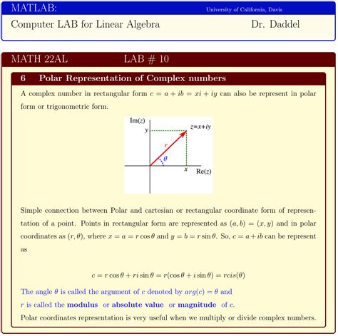 polar representation of complex numbers