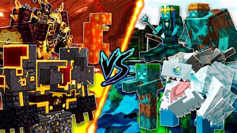 Lava Mobs Vs Water Mobs Minecraft Every Water And Lava Bosses Fight