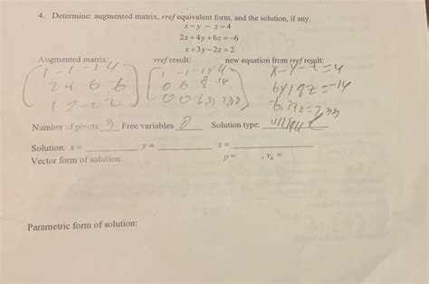 solved 4 determine augmented matrix rref equivalent form