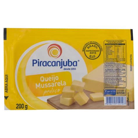 Queijo Mussarela Piracanjuba 200g Pedaço Super Primavera