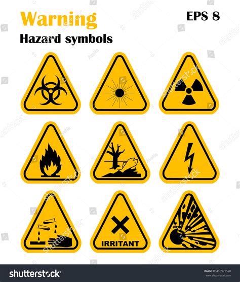 Vector Set Triangle Yellow Warning Icons Stock Vector Royalty Free