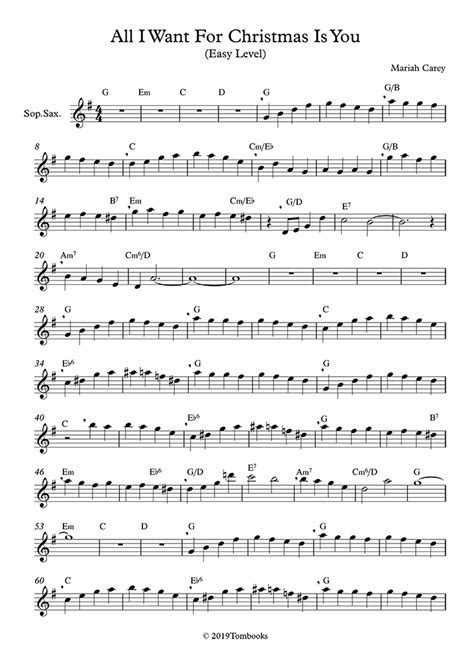 All I Want for Christmas Nivel Fácil Saxofón Soprano Mariah Carey