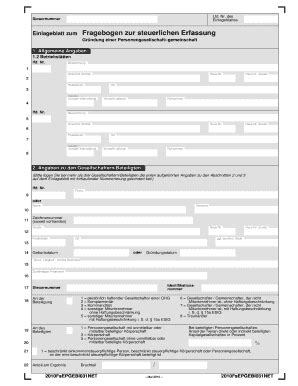 Ausfüllbar Online Einlageblatt zum Fragebogen zur steuerlichen