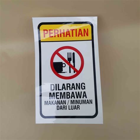 Sticker Dilarang Membawa Makanan Dari Luar Stiker Larangan Membawa