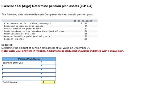 Solved Exercise Algo Determine Pension Plan Assets Chegg