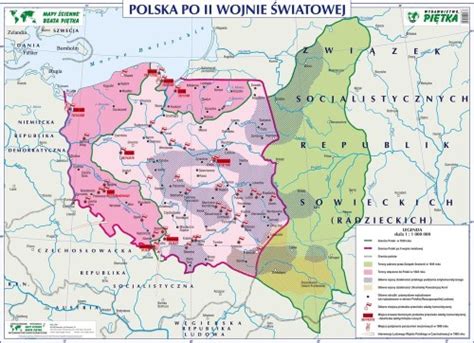 POLSKA PO II WOJNIE ŚWIATOWEJ MAPA SZKOLNA