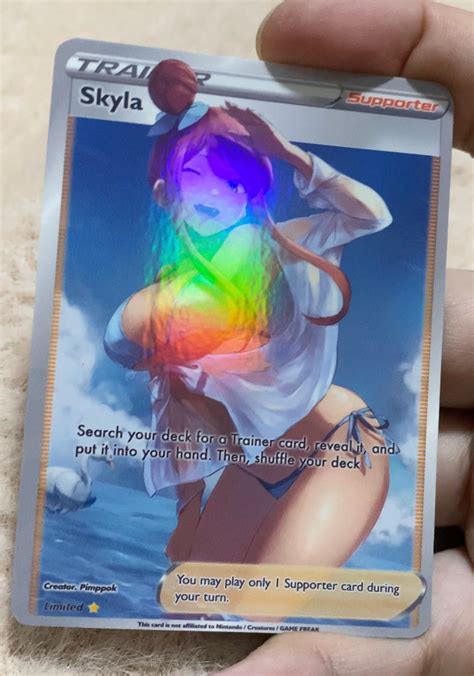 Custom Waifu Pokemon Card Sexy Skyla Holographic Proxy Fan Etsy