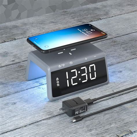 Wireless Charging Alarm Clock For Bedroom Pointuch Digital Alarm Clock