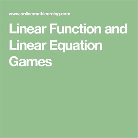 linear function and linear equation games linear function linear equations functions math