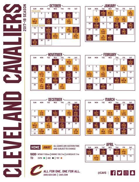 Cleveland Cavs Schedule Printable Liqurus